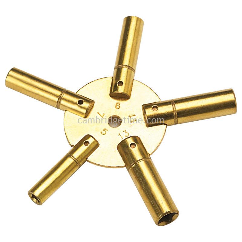 Brass Spider Key – Five Pronged – Cambridge Time Spares